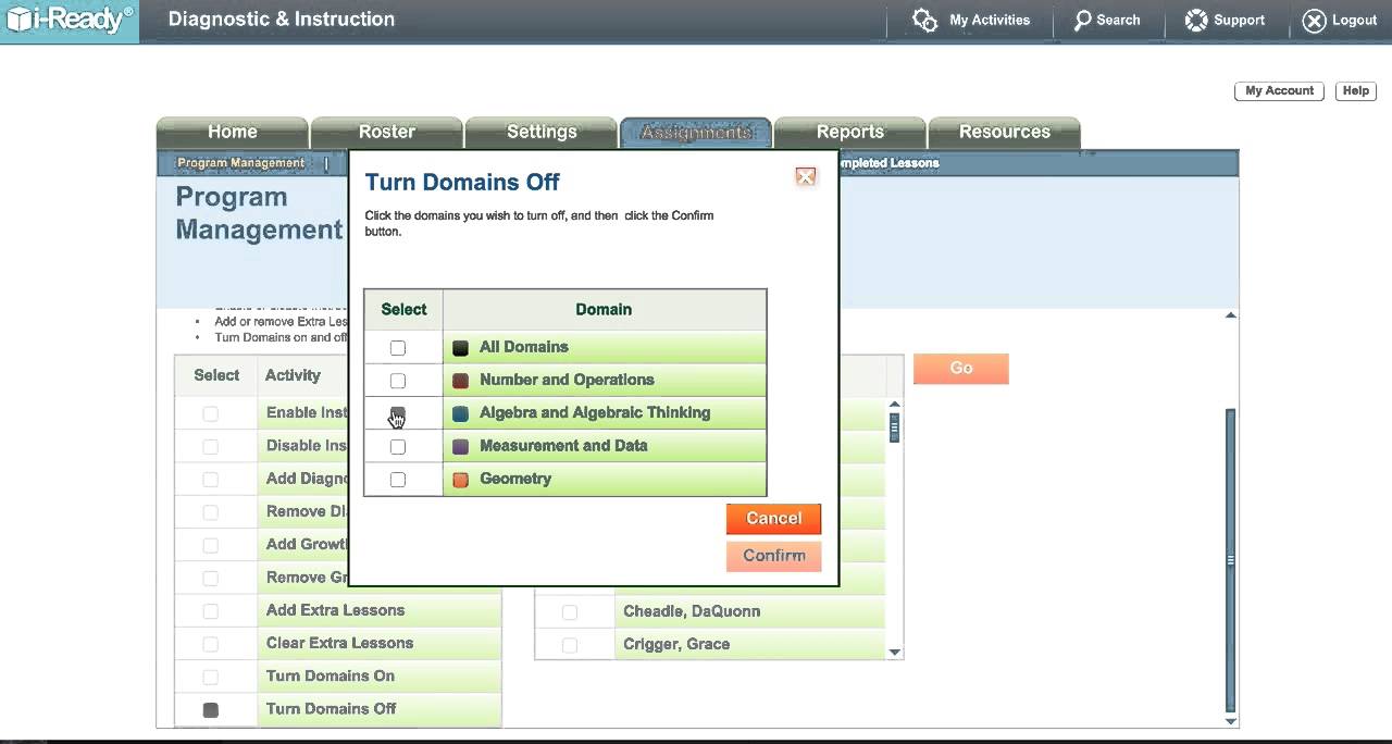 Turn Off/On Domains in iReady - YouTube