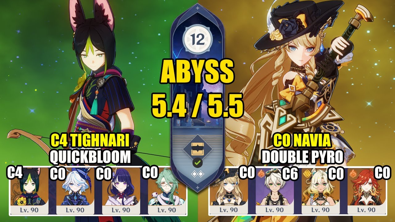 C4 Tighnari Quickbloom & C0 Navia Double Pyro | Spiral Abyss 5.4 - 5.5 ...