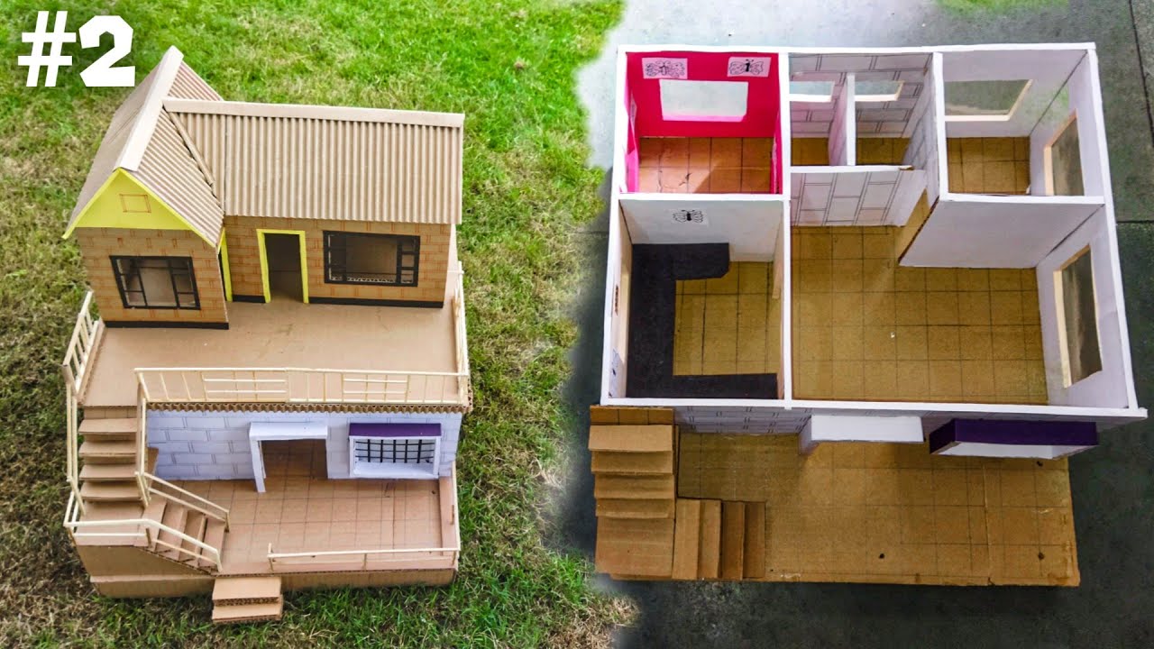 cardboard modern house model || part #2 - YouTube