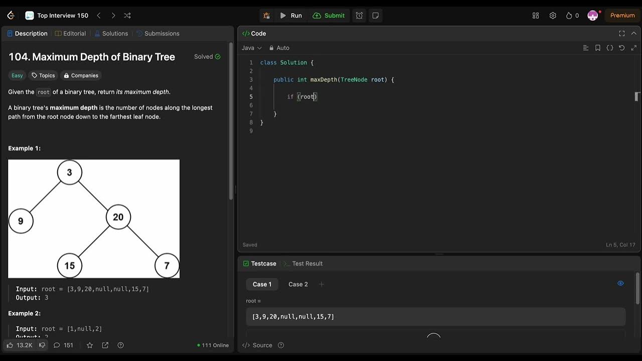 Leetcode 104 - Maximum depth of a binary tree - YouTube