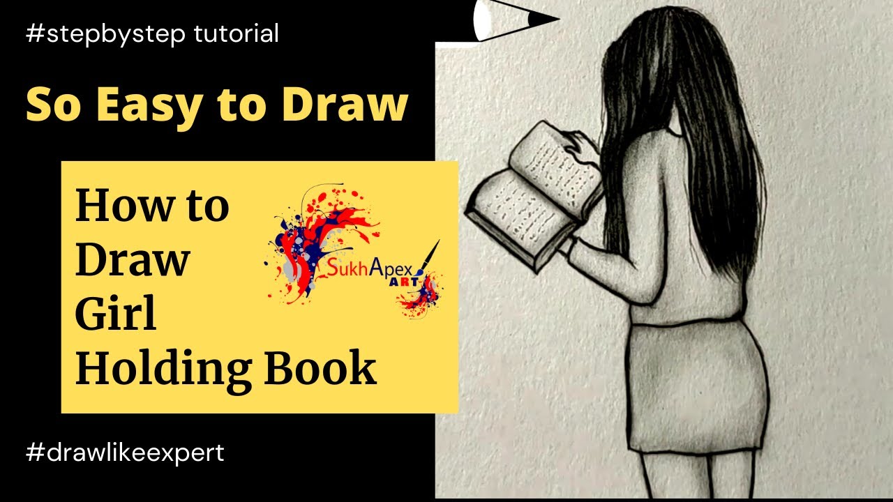 How to Draw Girl Holding Book | Step By Step Drawing #pencilsketching # ...