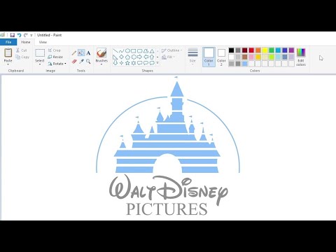 How to draw the Walt Disney Pictures logo using MS Paint | How to draw on your computer - YouTube