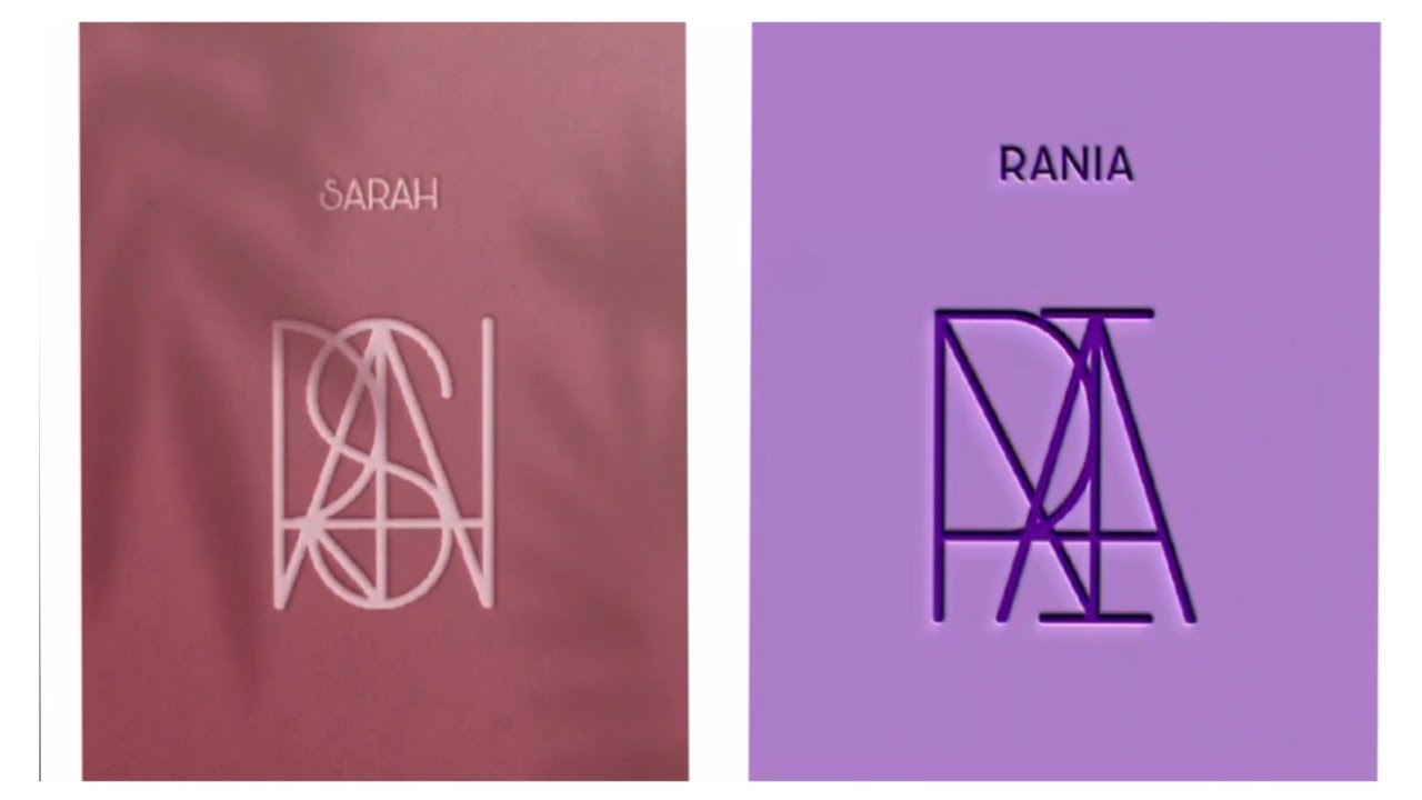 "sarah" & "Rania" name logo tutorial/ name logo design step by step ...