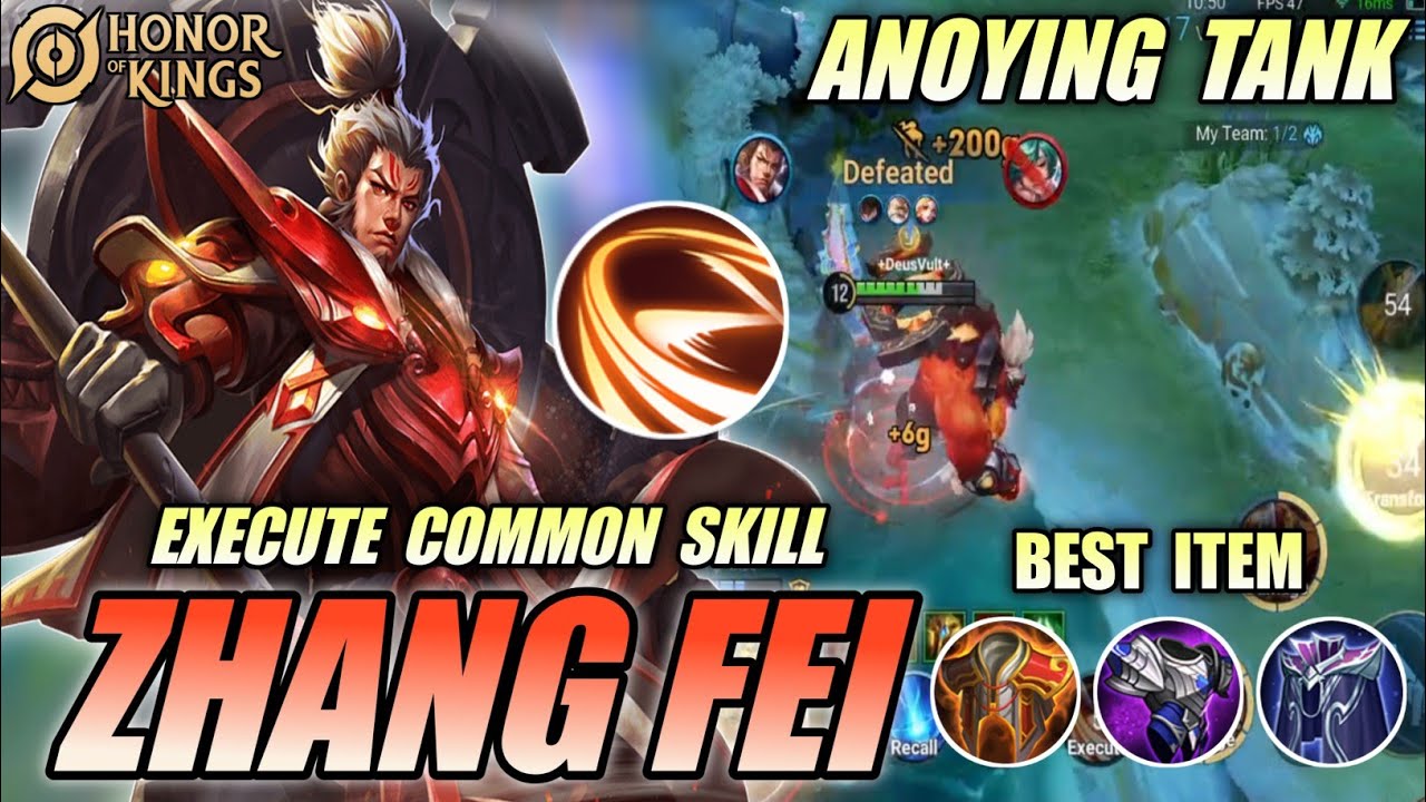 ZHANG FEI Anoying Tank EXECUTE COOMON SKILL | Best Item & Gameplay ...