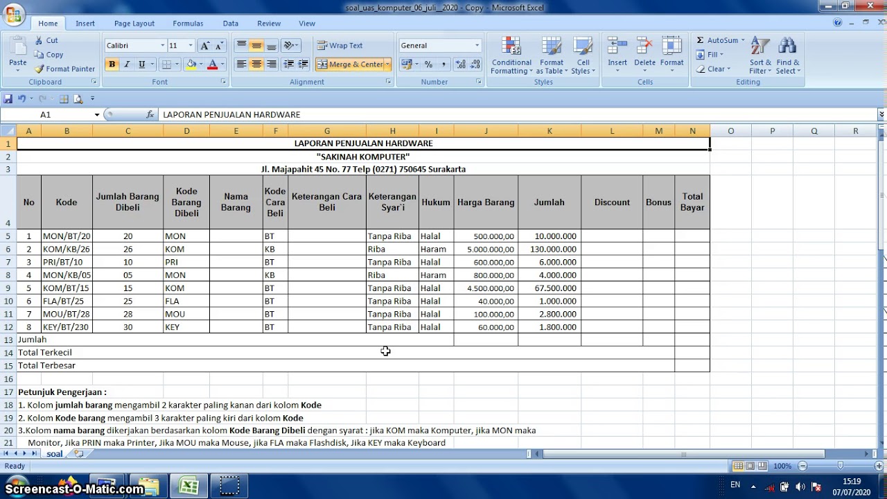 Tutorial cara menggunakan rumus IF pada Mc.Excel #pendidikanakuntansi ...