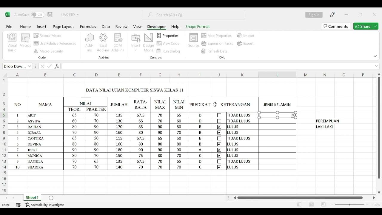 PENGAPLIKASIAN RUMUS EXCEL SUM, AVERAGE, IF, VLOOKUP, HLOOKUP, MAX, MIN, CHECK BOX, DAN CHECK ...