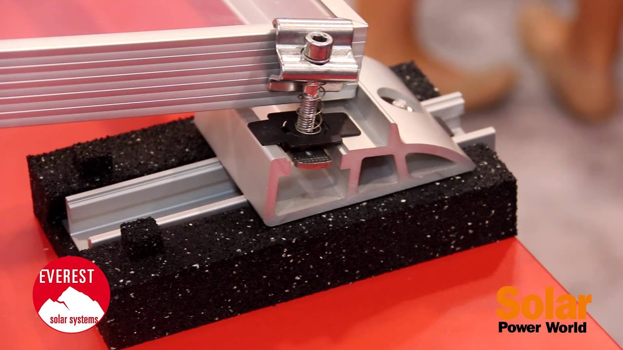 Everest Solar Systems debuts new flat-roof system at SPI - YouTube