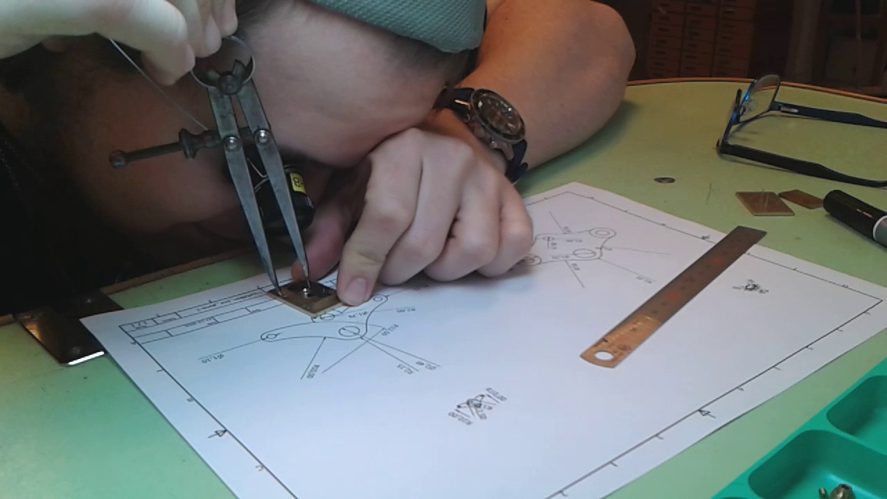 Marking out the shape of a watch bridge - YouTube