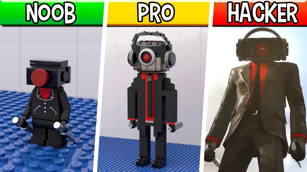 LEGO Black Speaker Man : Noob, Pro, HACKER! / (Skibidi Toilet) - YouTube