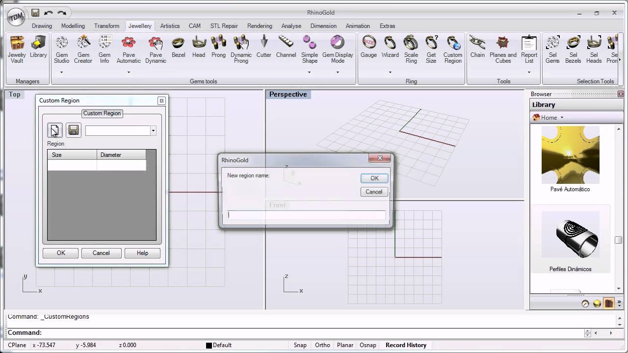 RhinoGold Training Level 1 - 2.8 How to create custom regions - YouTube