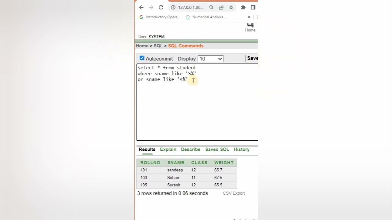 Pattern matching in SQL | Like % _ in sql command - YouTube