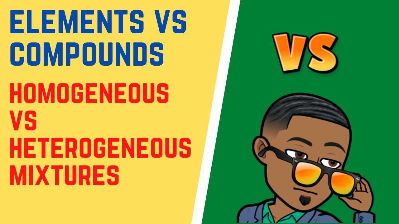 Elements Vs Compounds And Homogeneous Vs Heterogeneous Mixtures Whats The Difference Youtube