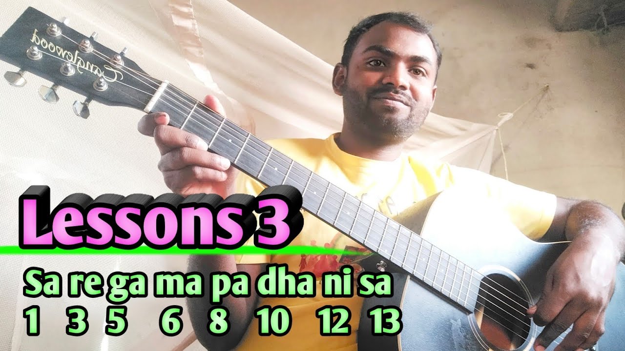 Sa re ga ma pa dha ni sa | guitar se kaise bajaye | lesson 4 | Radhe ...