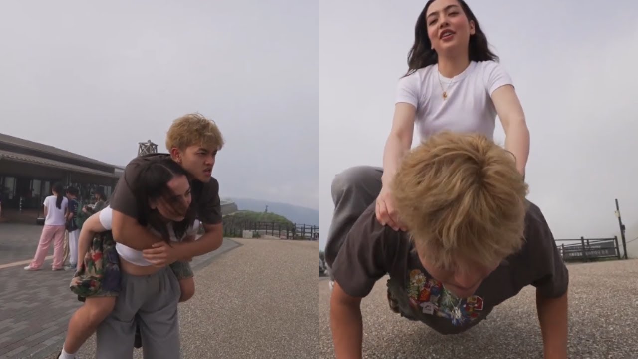 Sakura Lifts Jason & Jason Does A Push-Up With Sakura On Him! - YouTube