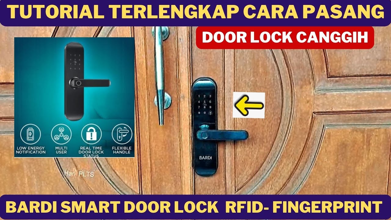 Cara pasang Bardi Smart Door Lock Handle RFID- Fingerprint Waterproof ...