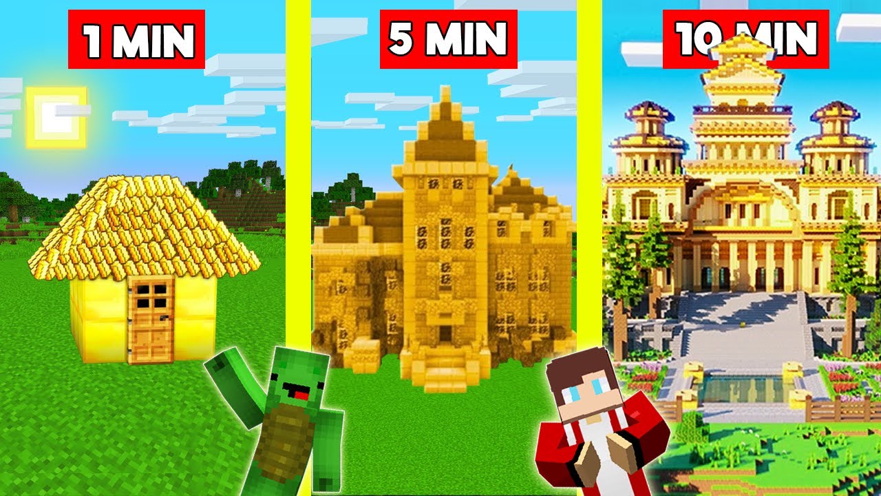 GOLDEN HOUSE BUILD BATTLE CHALLENGE In Minecraft - NOOB VS PRO - Maizen ...