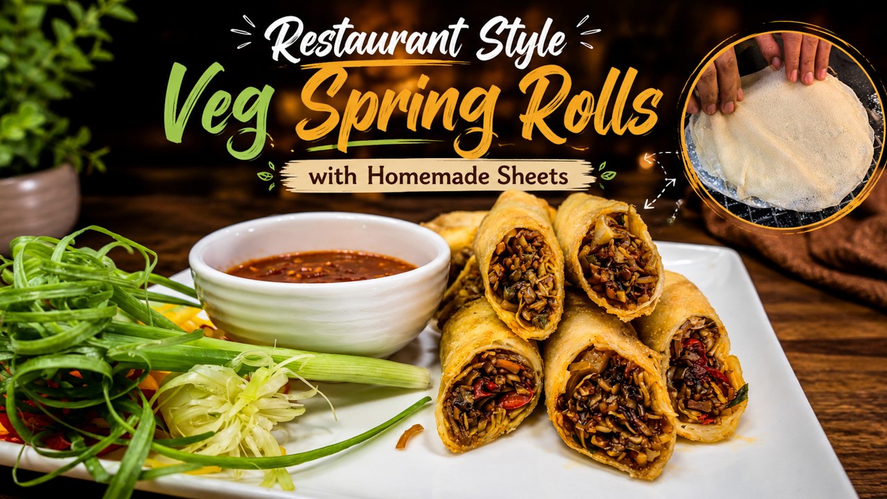 Spring Roll Sheet Recipe | Homemade Wrappers + Crispy Veg Spring Rolls ...