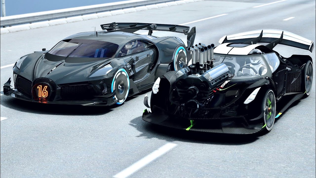 Koenigsegg Godzilla Dragster vs Bugatti Black Devil VGT - Drag Race 20 ...