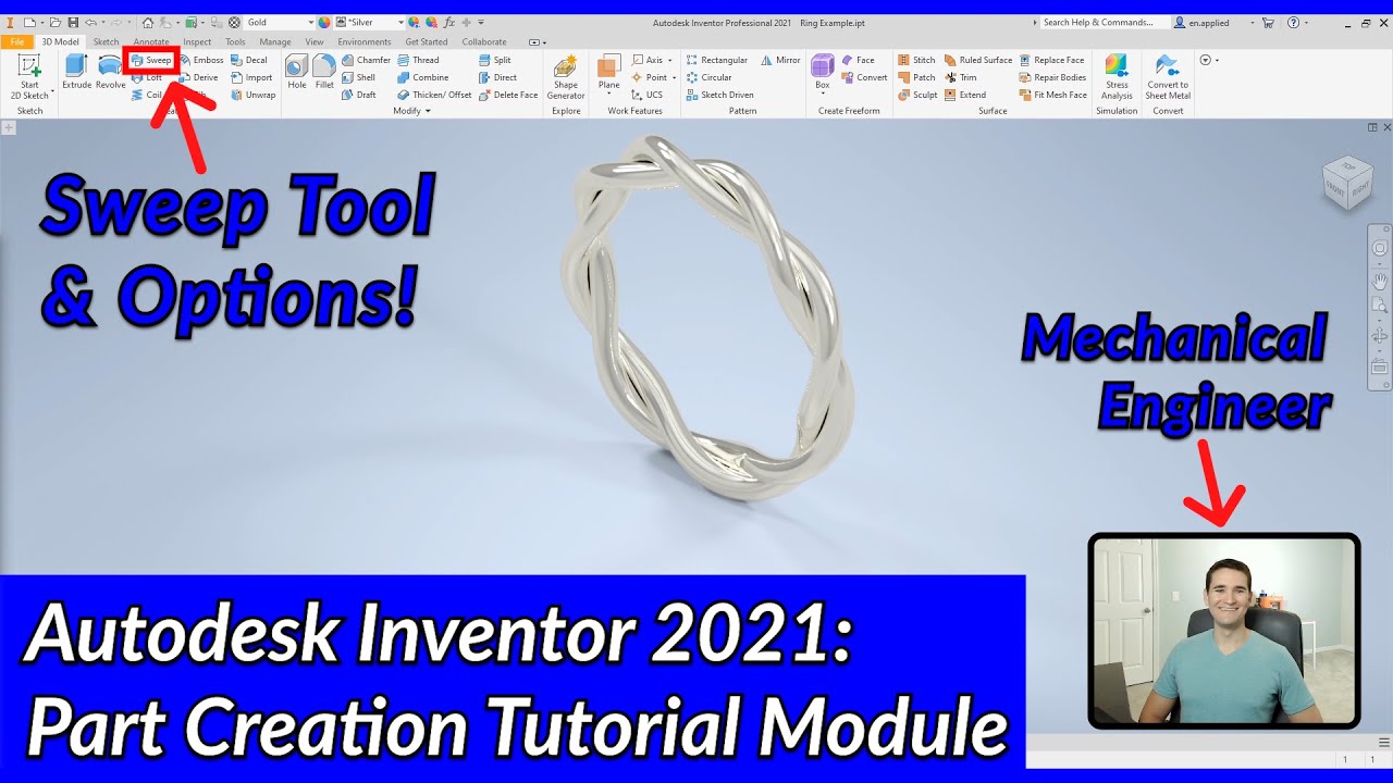 Sweep Tool and Options - Autodesk Inventor Part Tutorial | Autodesk Inventor 2021 IN DEPTH - YouTube