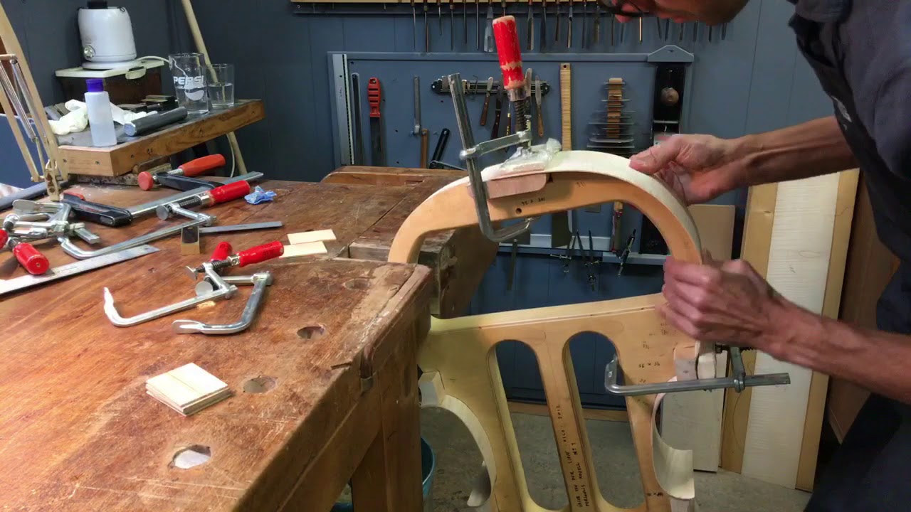 Glueing the lower cello rib six times faster than normal - YouTube