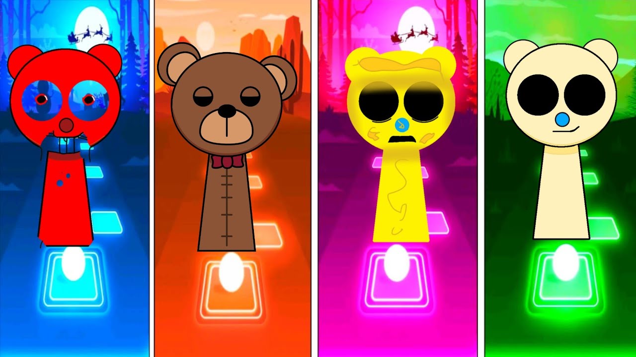 Red Sprunki Bear 🐻 Broun Sprunki Bear 🧸 Yellow Sprunki Bear 🐨 🎶 Tiles ...