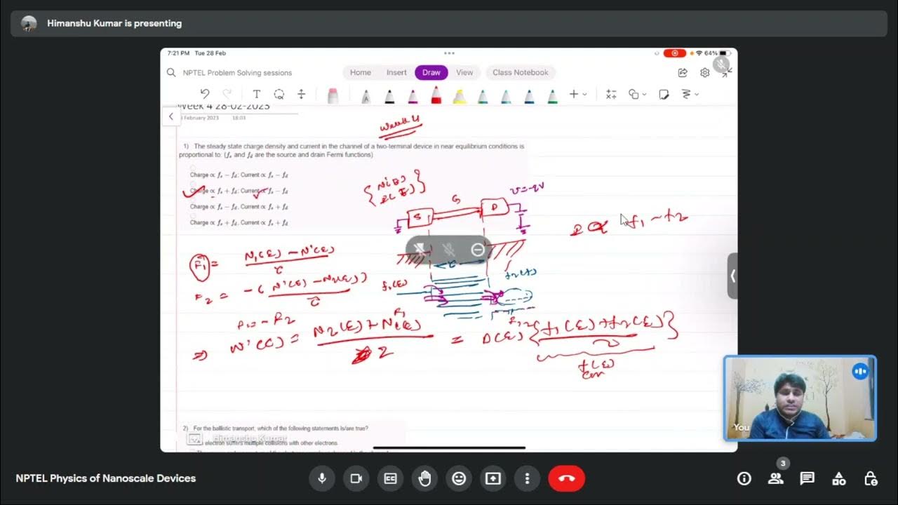 Week 4, Physics of Nanoscale Devices (noc23-ee67): NPTEL live problem-solving session - YouTube