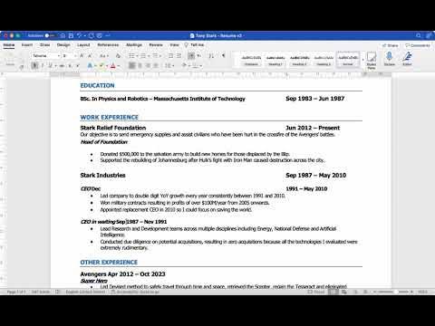 How to Right Align Dates on Your Resume Using Tab Stops in Microsoft ...