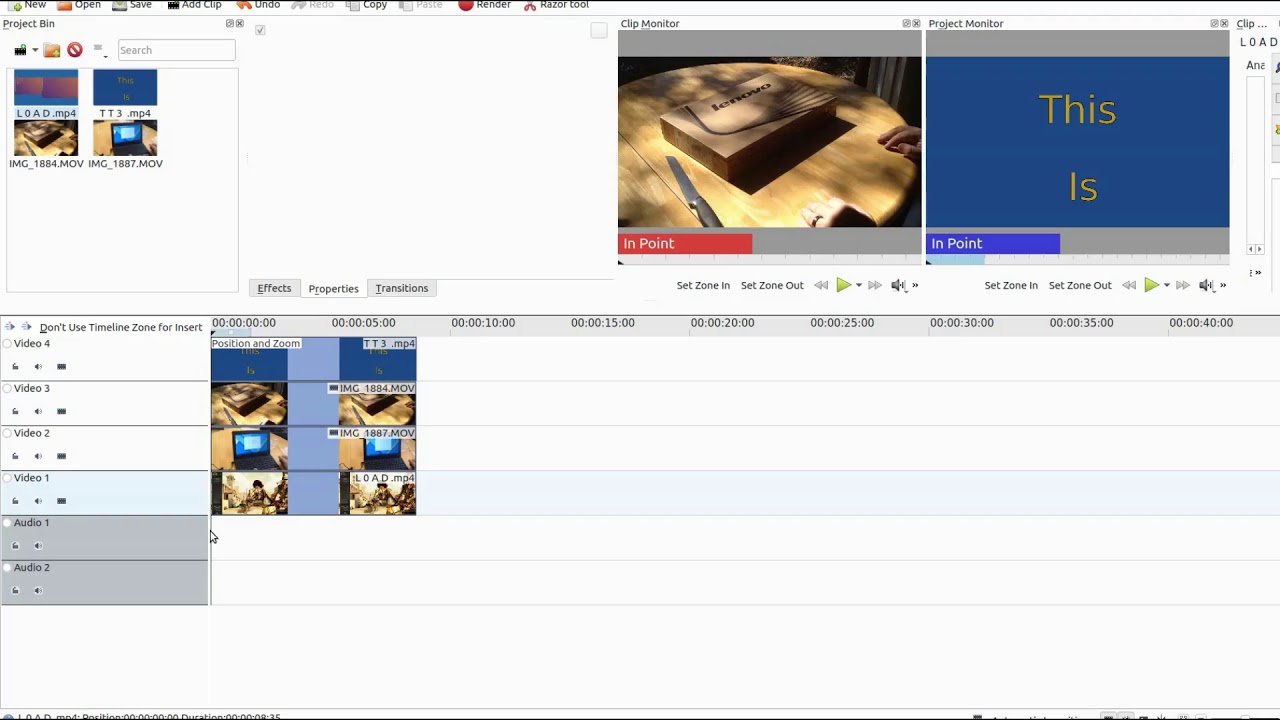 Kdenlive How To Quad Split screen Version 18 08 2 - YouTube