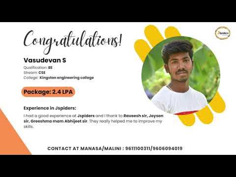 Student Successfully Placed | JAVA Full Stack Development | Jspiders Marathahalli | Vasudevan S ...