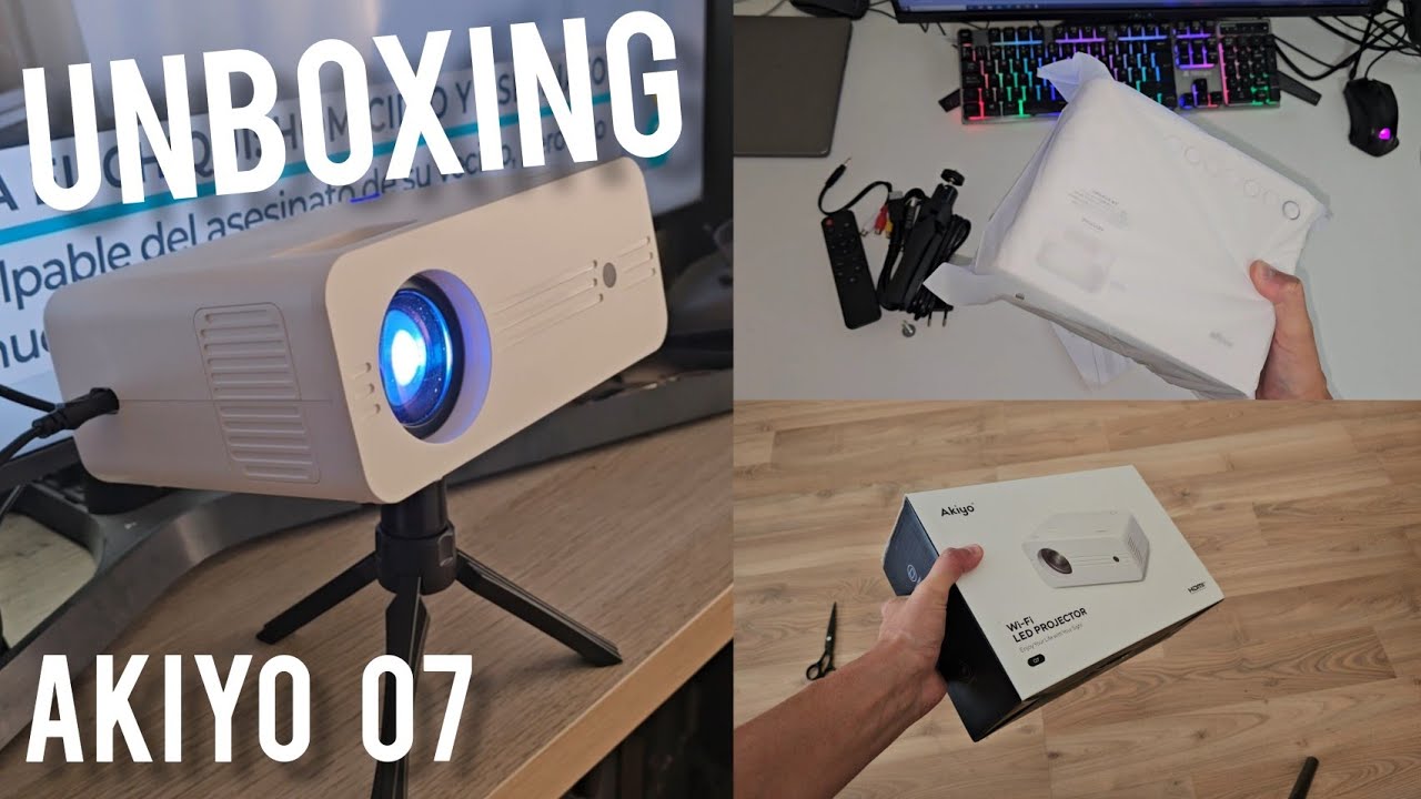 UNBOXING AKIYO O7 Proyector con Tripode, 5G WiFi Bluetooth Proyector 4K Soporte, 13000 Lumens ...