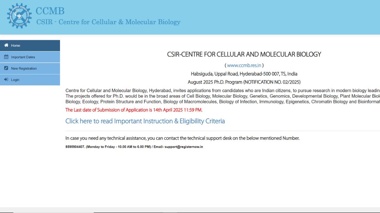 CSIR-CCMB PhD August 2025 Application Form is Live Now📢 - YouTube