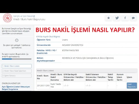 BURS/KREDİ  NAKİL BAŞVURUSU NASIL YAPILIR ? (GÖRÜNTÜLÜ ANLATIM)