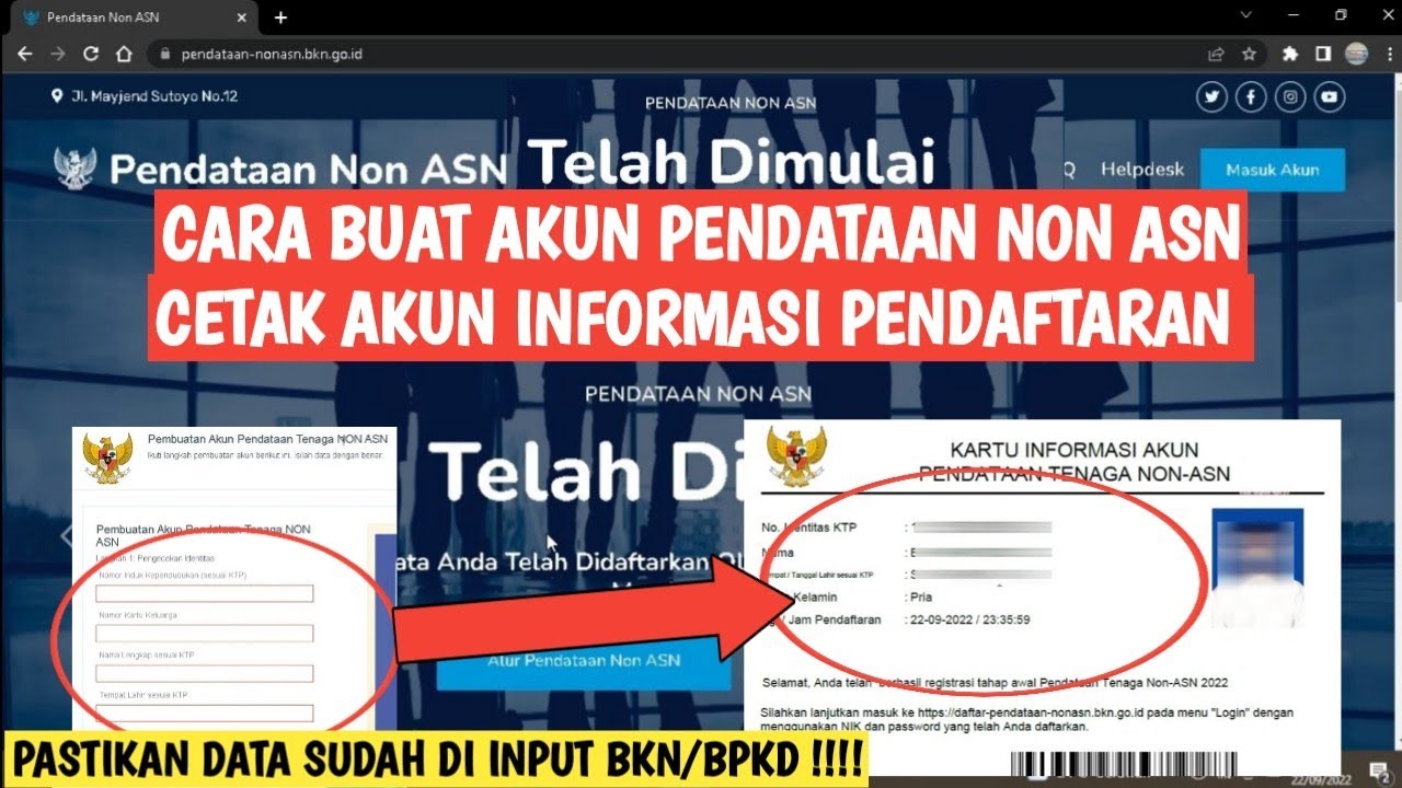 CARA BUAT AKUN PENDATAAN NON ASN & CETAK INFORMASI KARTU AKUN ...
