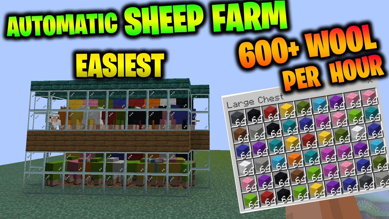 Minecraft Automatic Sheep Wool Farm - Easiest - 600 Wool Per Hour 1.16 ...