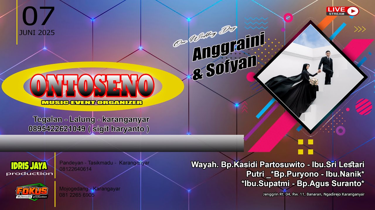 🔴LIVE PERNIKAHAN: ANGGRAINI - SOFYAN || CS.ONTOSENO || NEW IDRIS JAYA SOUND PRO || FOKUS ...