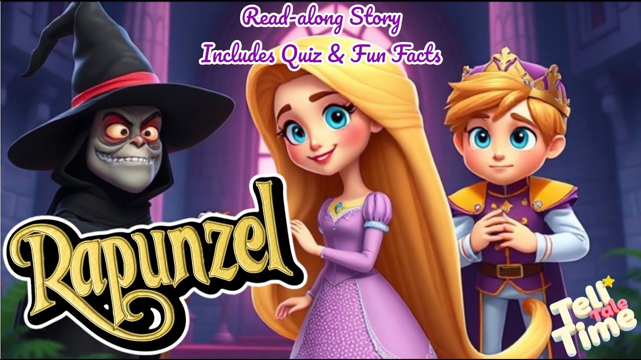 Read-along Kid's Story | Rapunzel | Includes Quiz & Fun Facts - YouTube