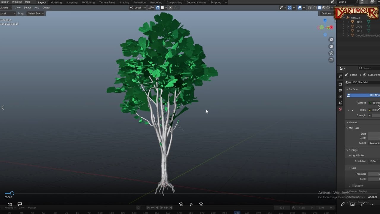 Oak Tree Model in Blender – Dartmour WIP - YouTube