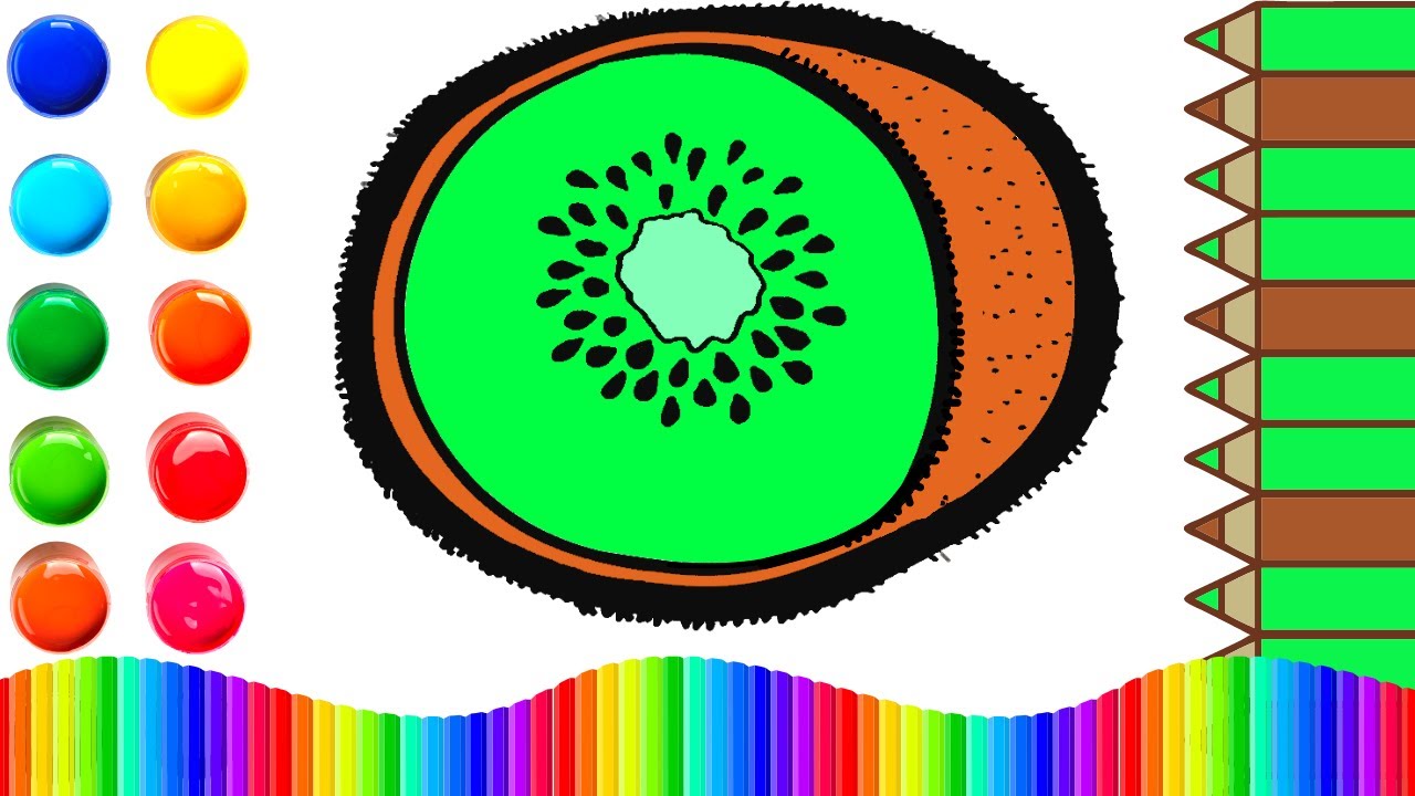 how to draw a kiwi / how to draw a kiwi fruit / bolalar uchun kivi ...