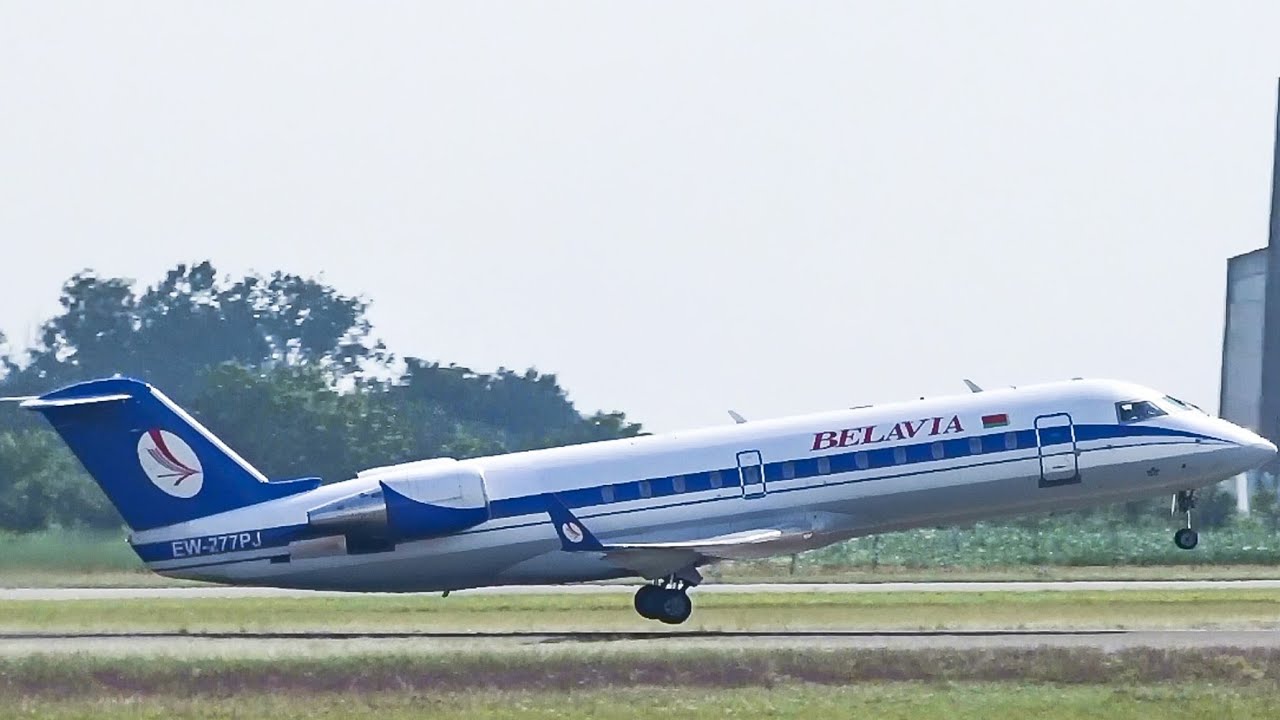 Взлет и Посадка Bombardier CRJ-100/200 Минск-Вильнюс - YouTube