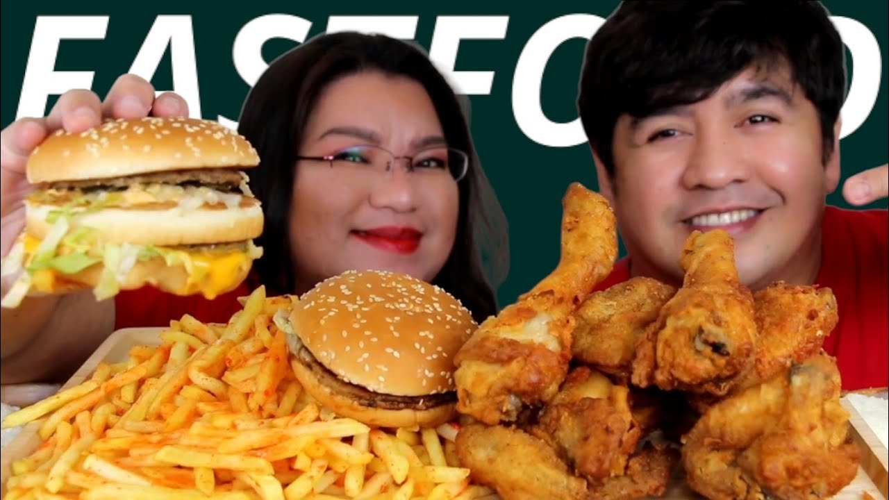 FASTFOOD MUKBANG | CRISPY FRIED CHICKEN, 2X BURGER, CHEESY FRIES | ASMR ...