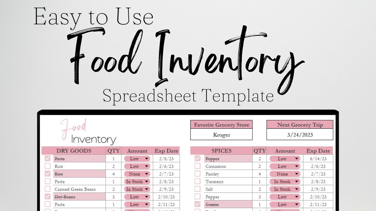 Food Inventory Template Excel Spreadsheet, Checklist Bundle, Food ...