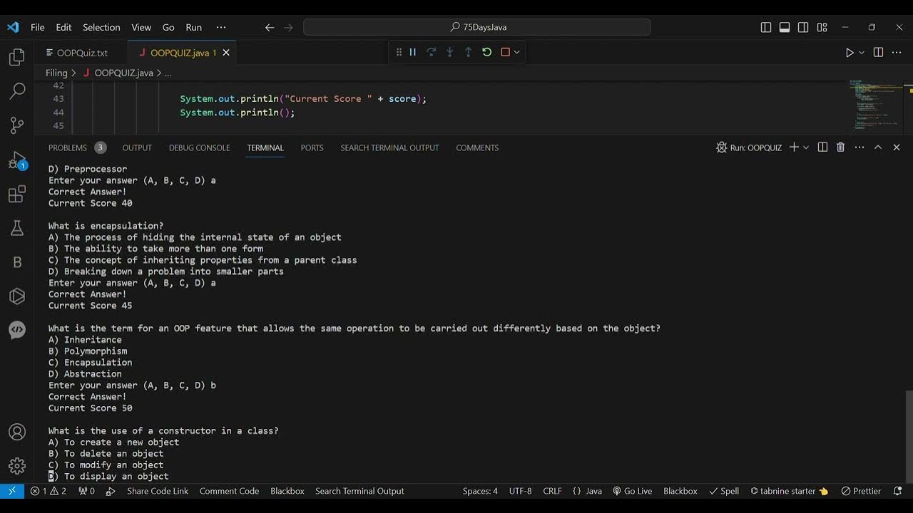 Java Quiz Project using filing |Quiz Application | Java Filing | #java #oop #programming #coding ...