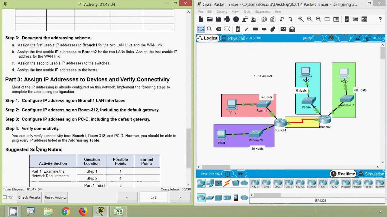 Packet Tracer Designing And Implementing A Vlsm Addressing Scheme Youtube