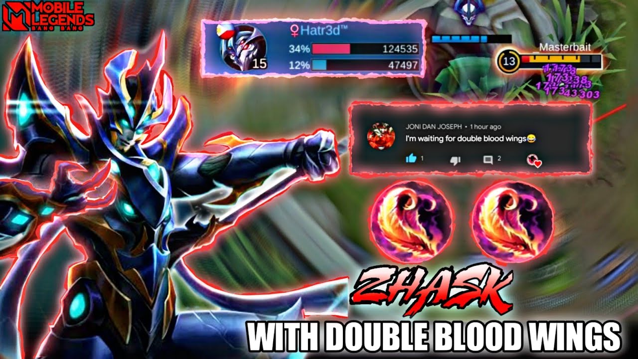 ZHASK CHALLENGE ACCEPTED DOUBLE BLOOD WINGS BUILD - MLBB S19 - YouTube