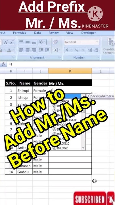 How to use Mr. and Ms. Before Name in Excel|| #excel #msexcel #exceltips #computereducation # ...