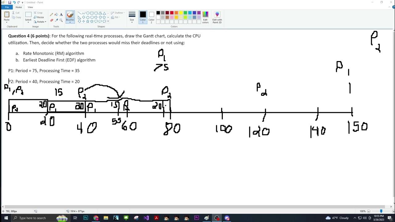 For the following real-time processes, draw the Gantt chart Earliest ...