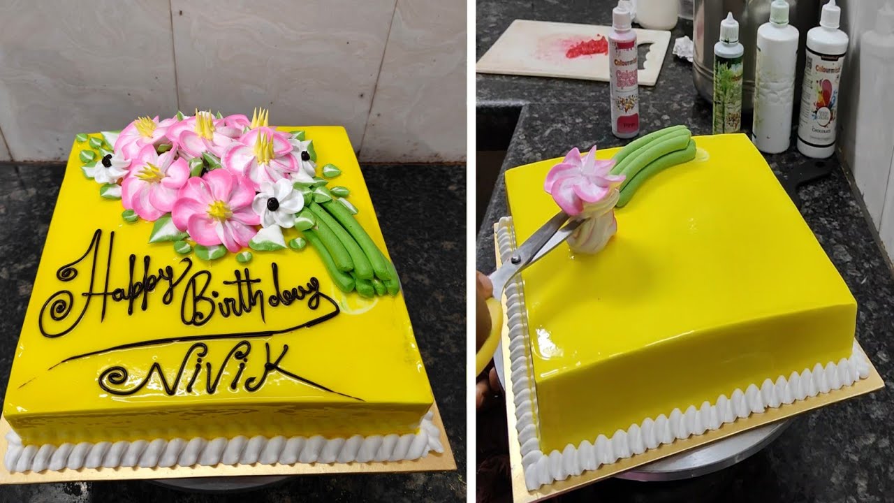 Square Shape Pineapple Jelly Cake Recipe|Perfect Pineapple Flavour ...