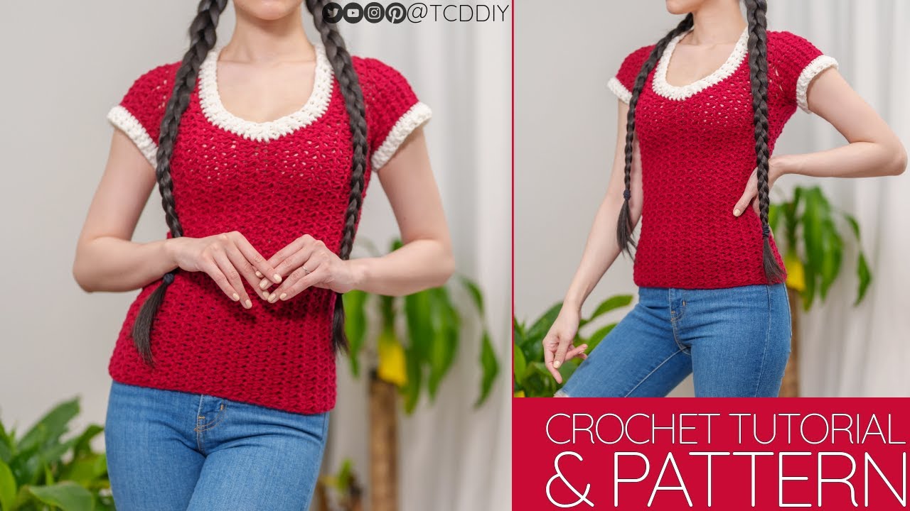How to Crochet a V Neck Short Sleeve Top | Pattern & Tutorial DIY - YouTube