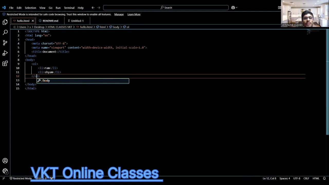 HTML Tags Tutorial for Beginners | VKT Online Classes | Html Tags Part-02 - YouTube