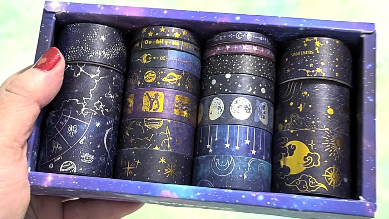 Unboxing Beautiful Set of Starry Skies Washi Tape from Temu - YouTube